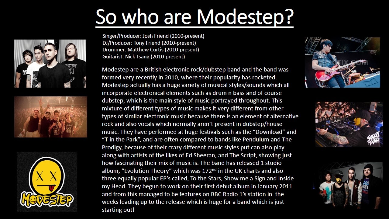 - Jasmine Gill - A2 Media Studies Blog - : Who Are Modestep?