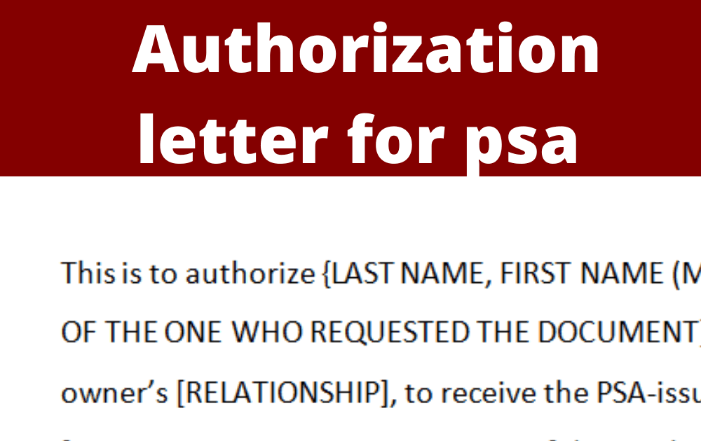 Authorization letter for psa - sample word template to download ...
