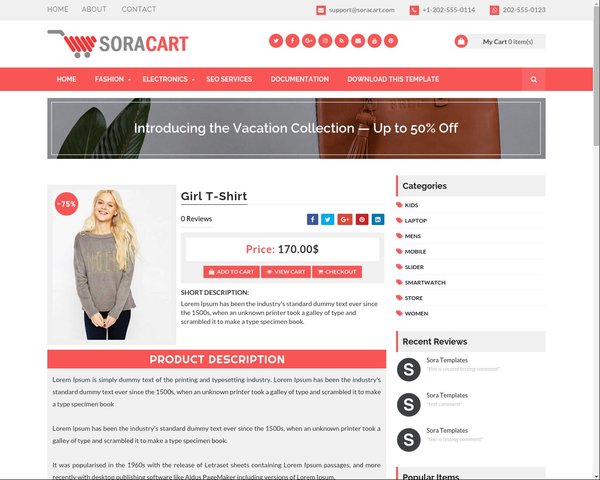 SoraCart eCommerce Blogger Template - Template Forest