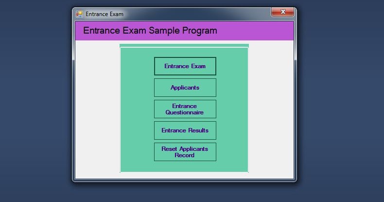 Entrance Exam System Vbnet Final Year Project With Ms Access Database And Source Coder Baba