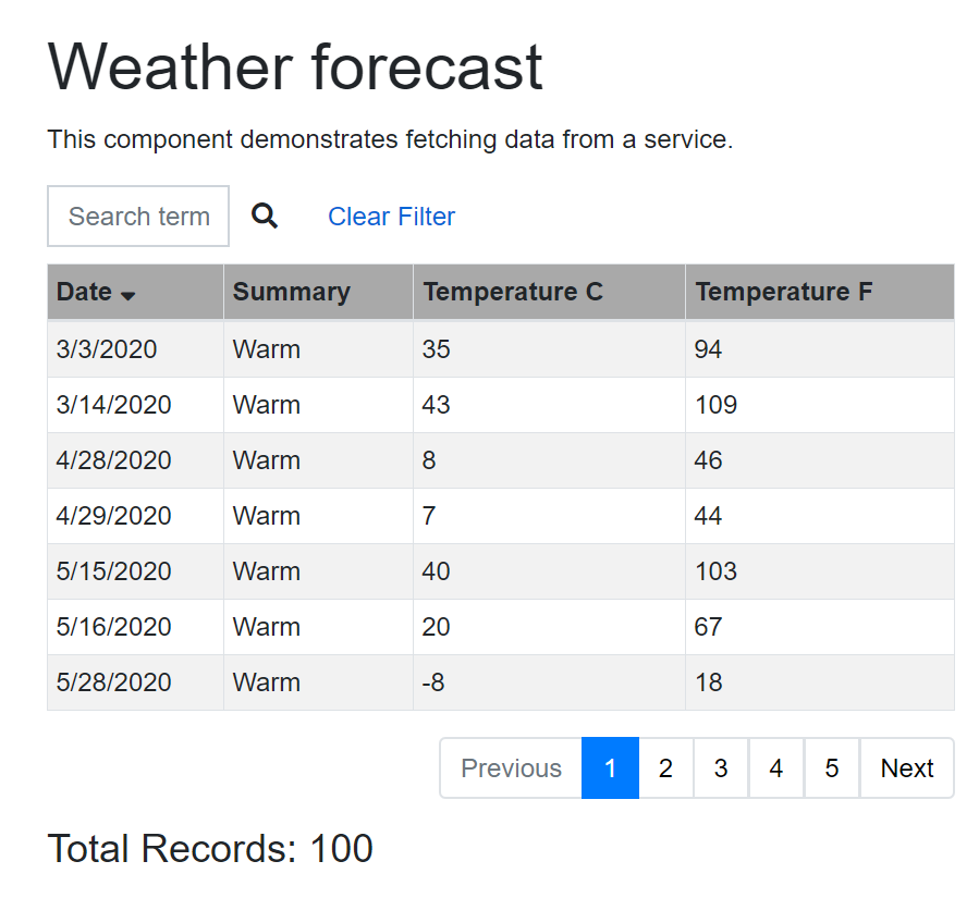 Blazor - Add search box to simple data grid