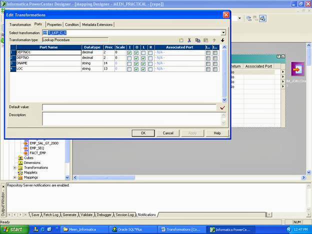 Connected Lookup Transformation in Informatica