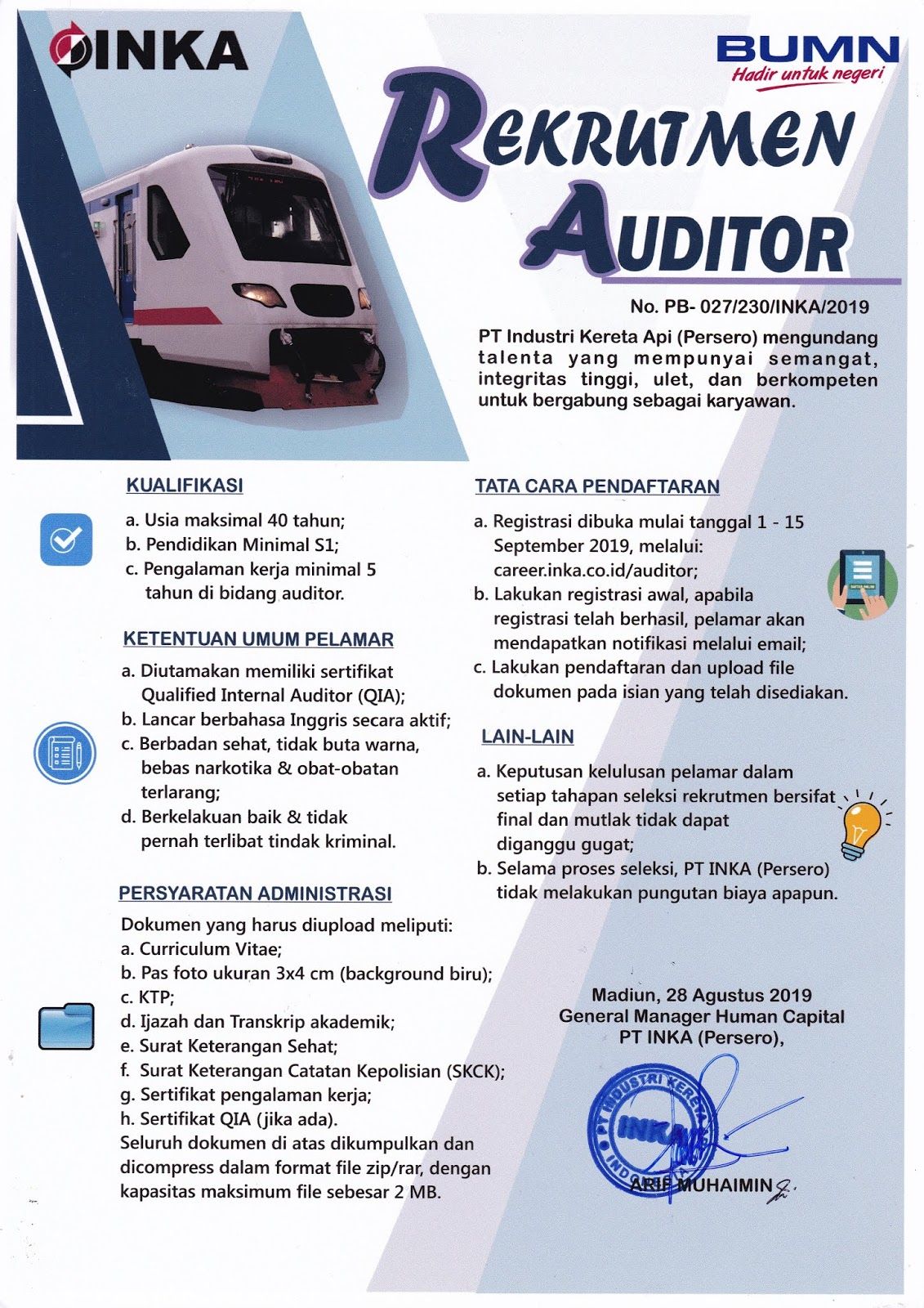 Lowongan Kerja Bumn Pt Industri Kereta Api Persero September 2019