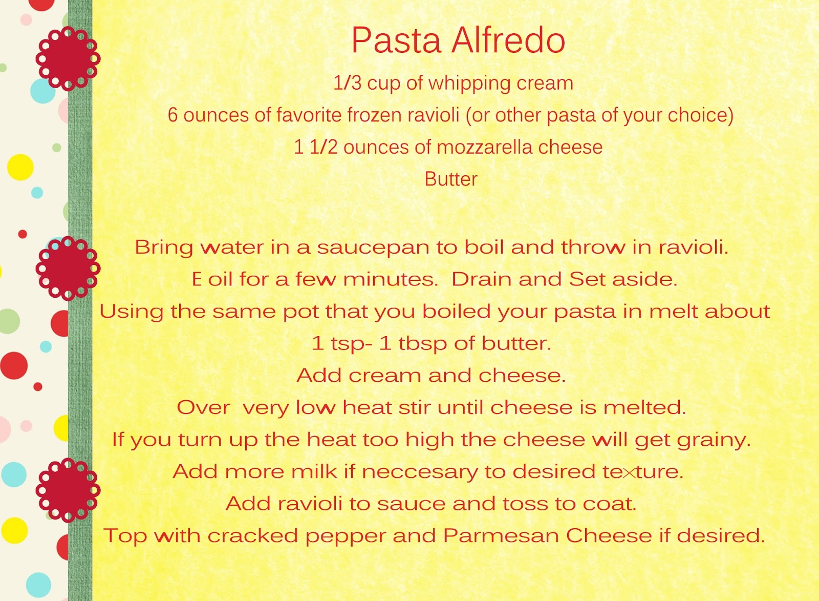 Cottage Sweet Cottage: Pasta Alfredo
