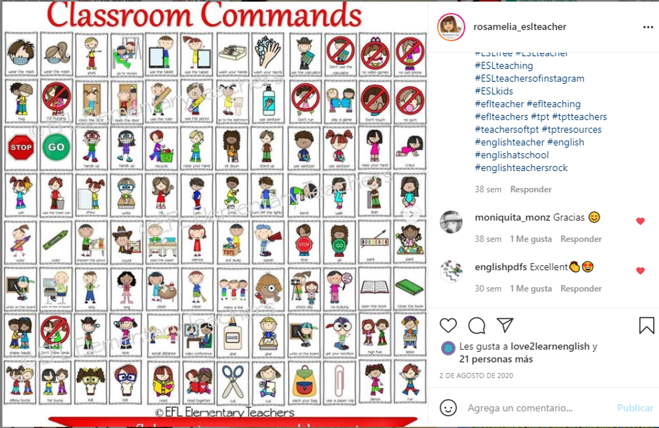 EFL Elementary Teachers: Classroom Commands for ESL