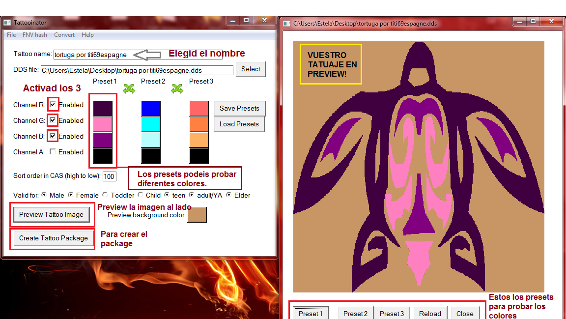 Pekesims: Tutorial Gimp Creación de tatuajes