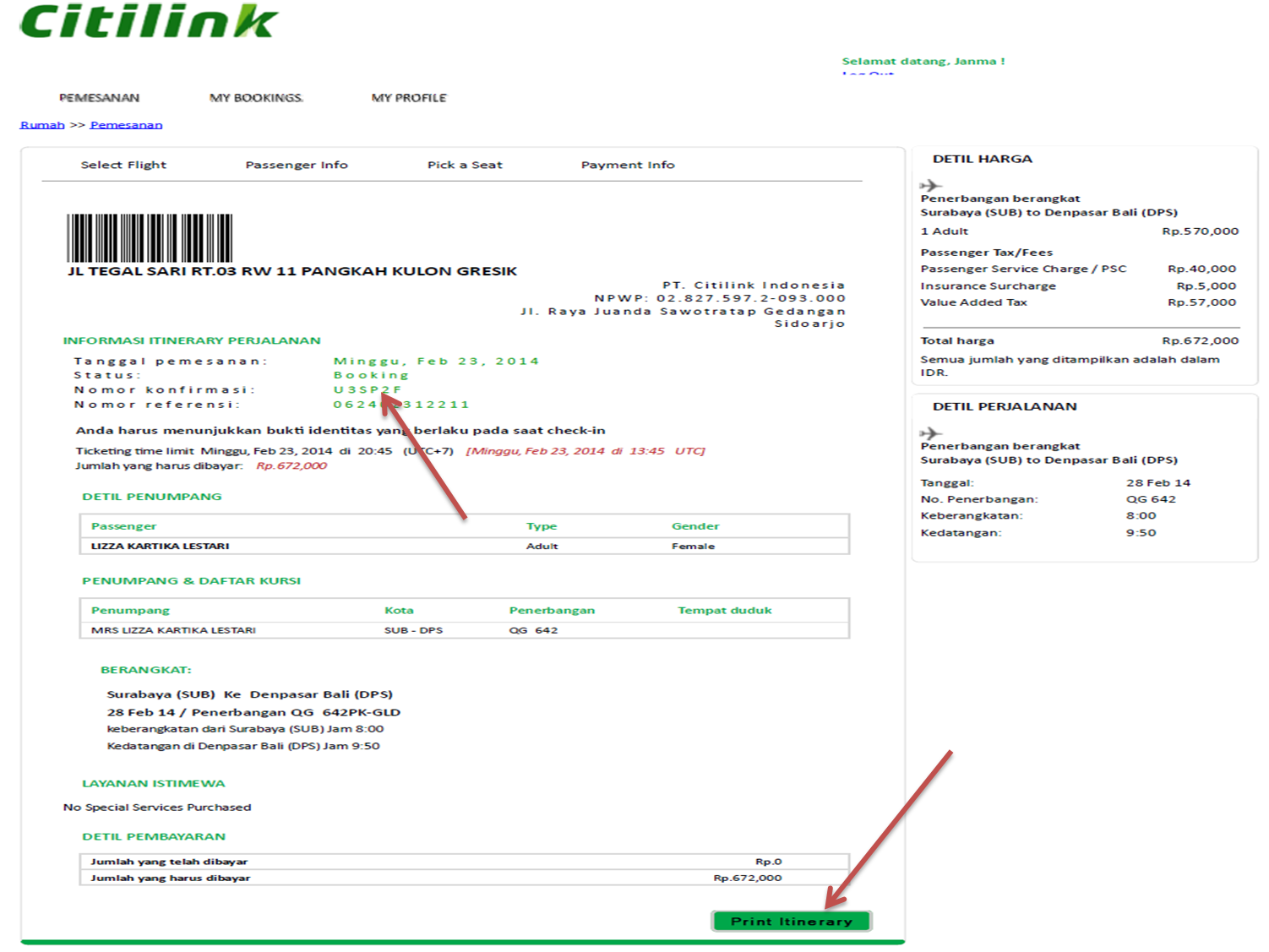 PT. JANMA WISATA INDONESIA: Panduan Booking Citilink Di Pt. Janma ...