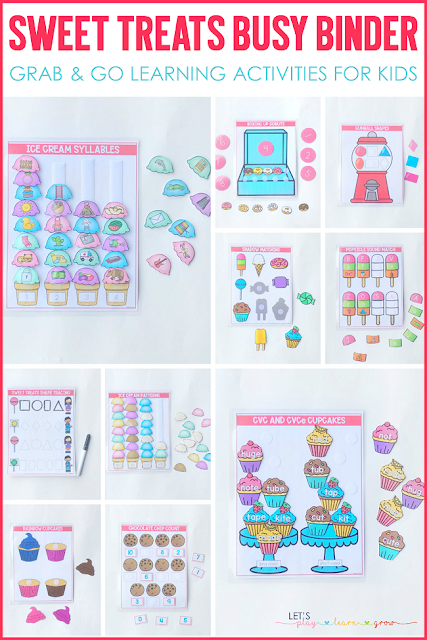 Sweet Treats Themed Busy Binder Activities | Lets Play.Learn.Grow