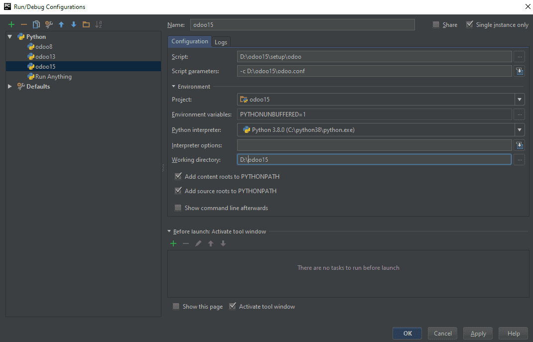 Configure and Install Odoo15 with PyCharm on Windows