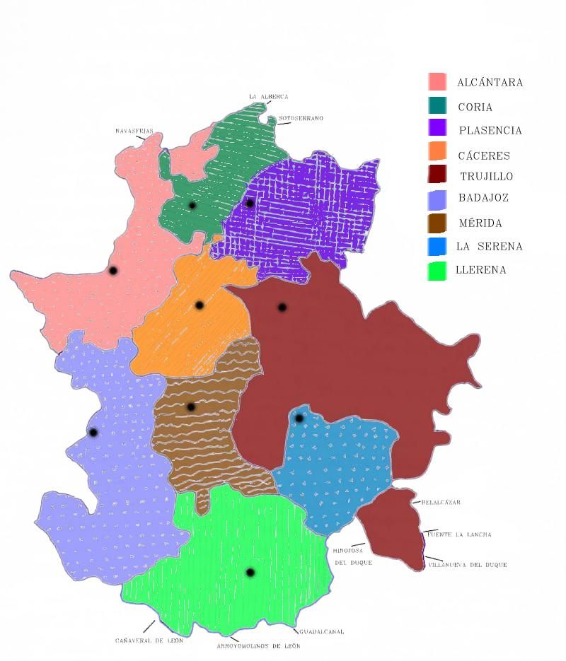 grade5mag: Mapa político de Extremadura