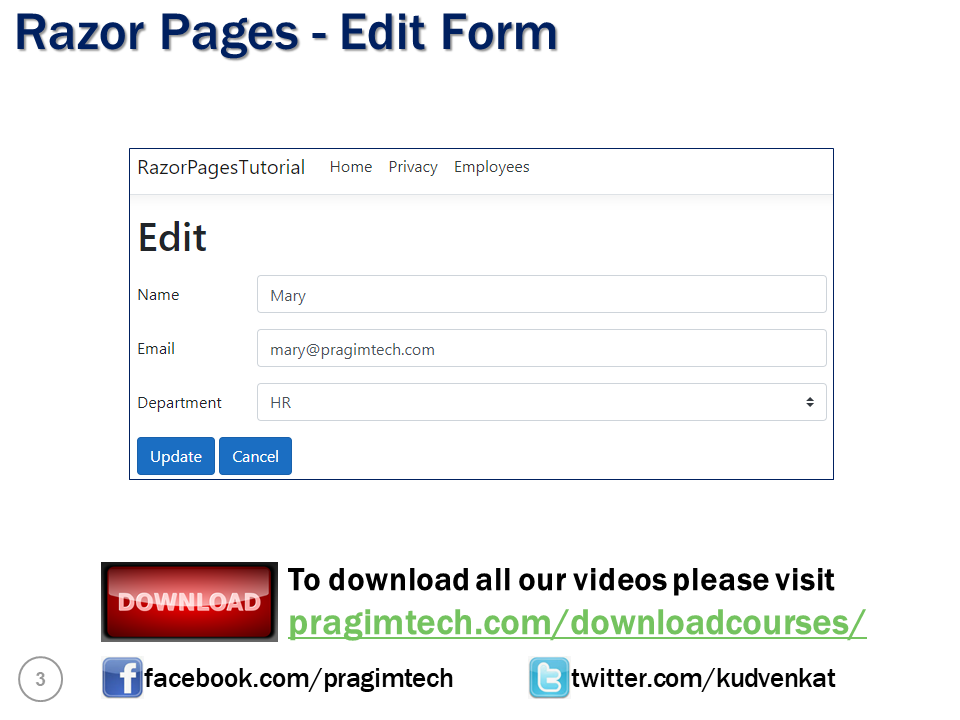 Sql Server Net And C Video Tutorial Editing Data In Core Razor Pages Slides