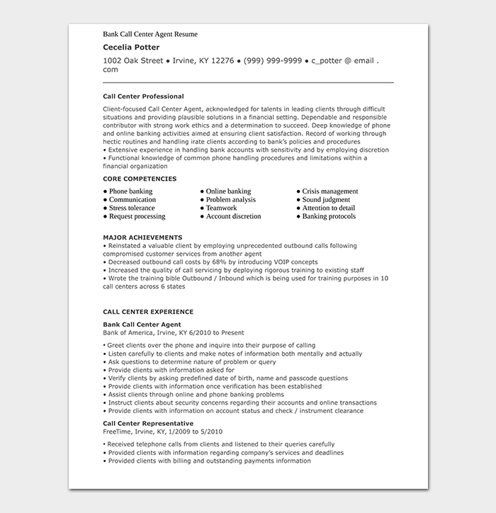 Cv For Call Center ~ Certificate Letter