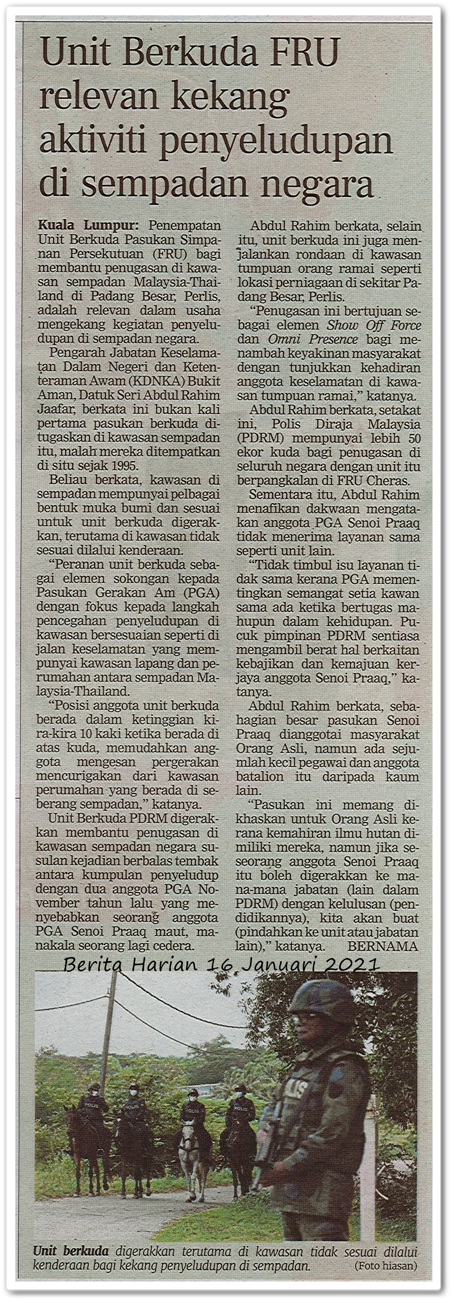 Unit Berkuda FRU relevan kekang aktiviti penyeludupan di sempadan ...