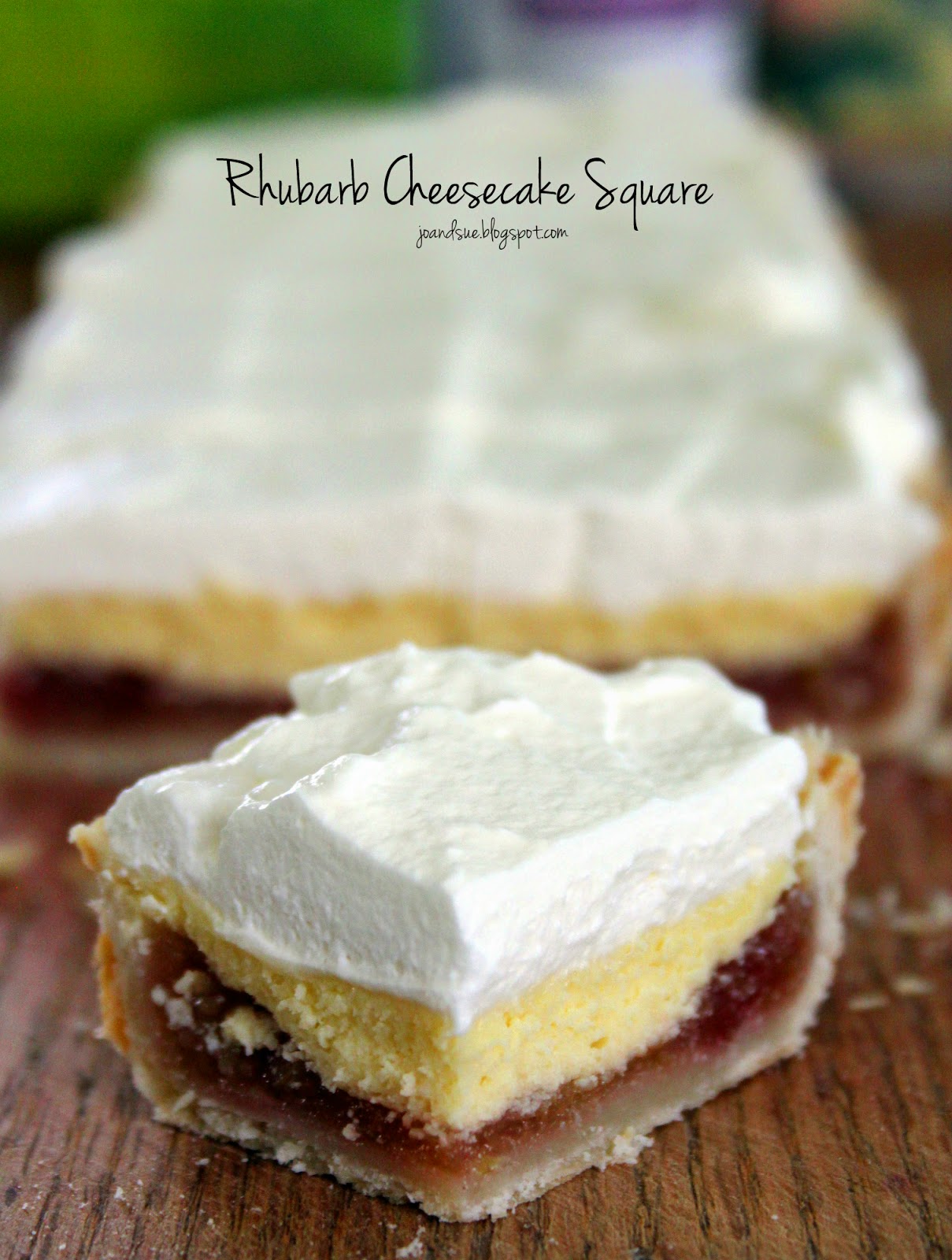 Jo and Sue: Rhubarb Cheesecake Square