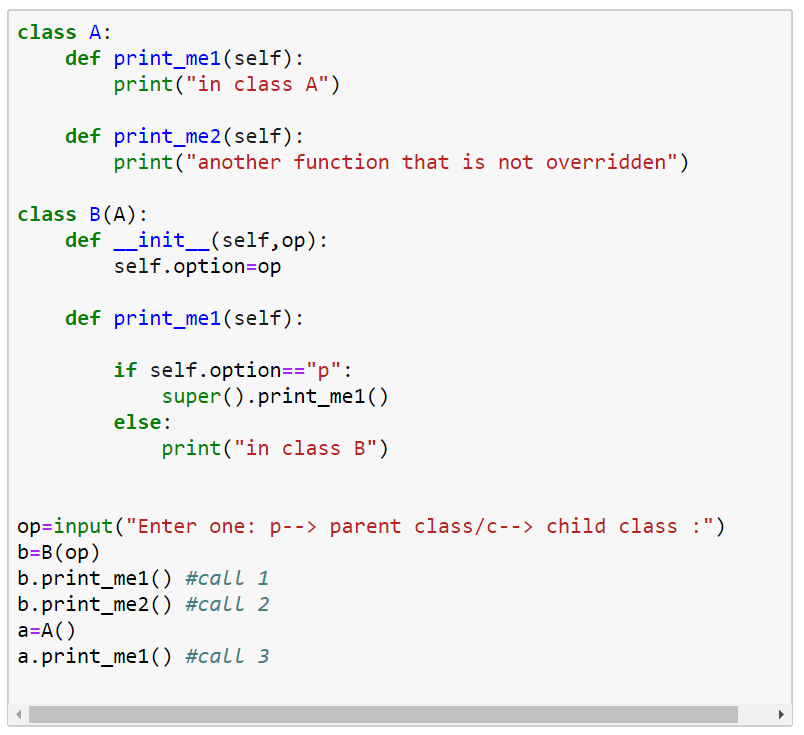 Overriding and super( ) function