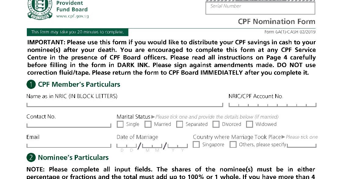 Forms19: C.P.F Nomination Form