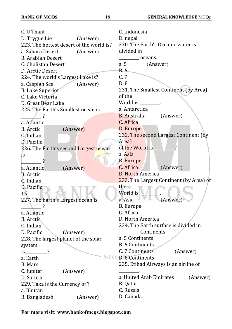 General Knowledge MCQs