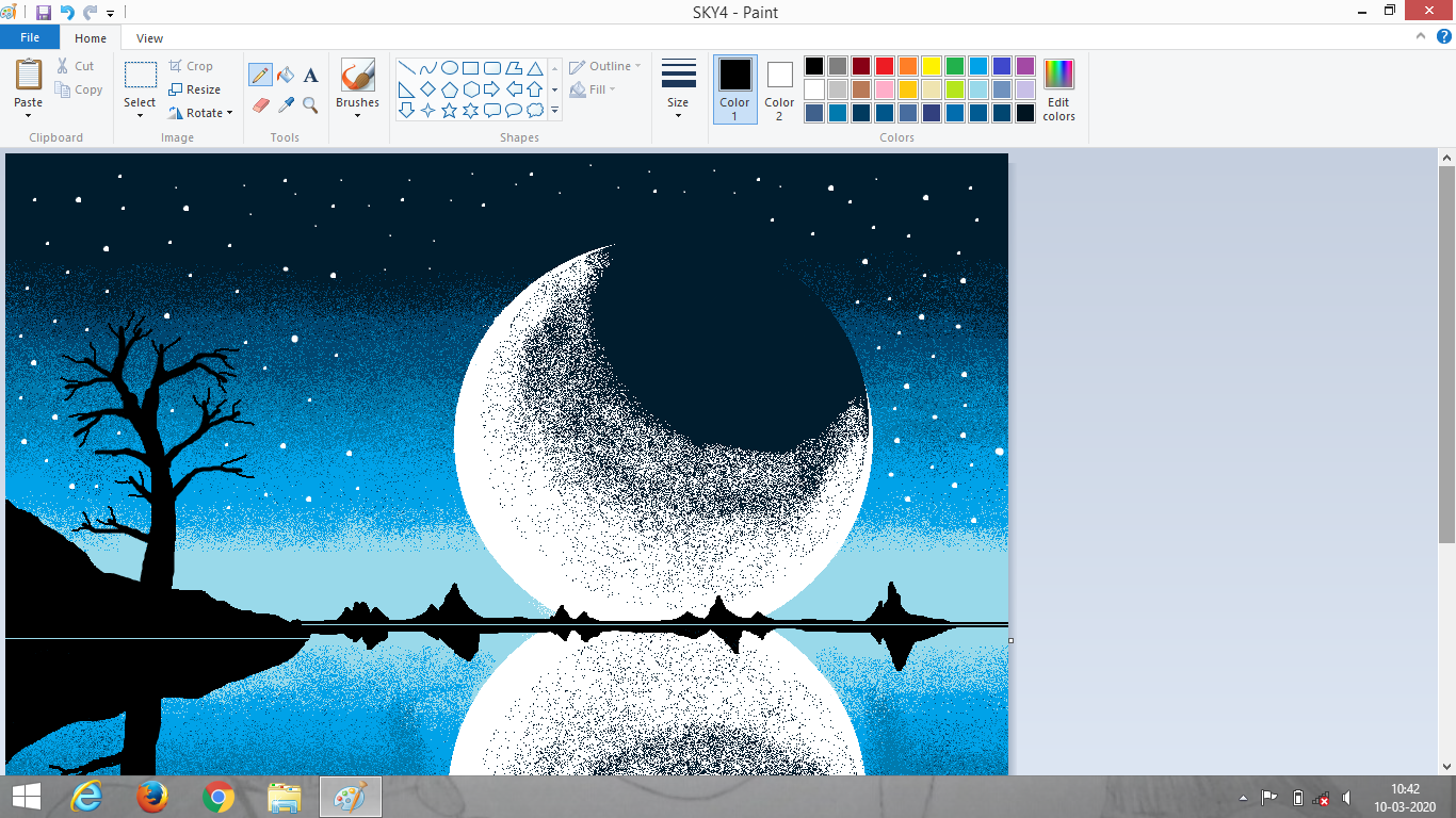 A4 ART: Simple Digital Drawing in MS Paint by Arun VB ( Theme : Night ...