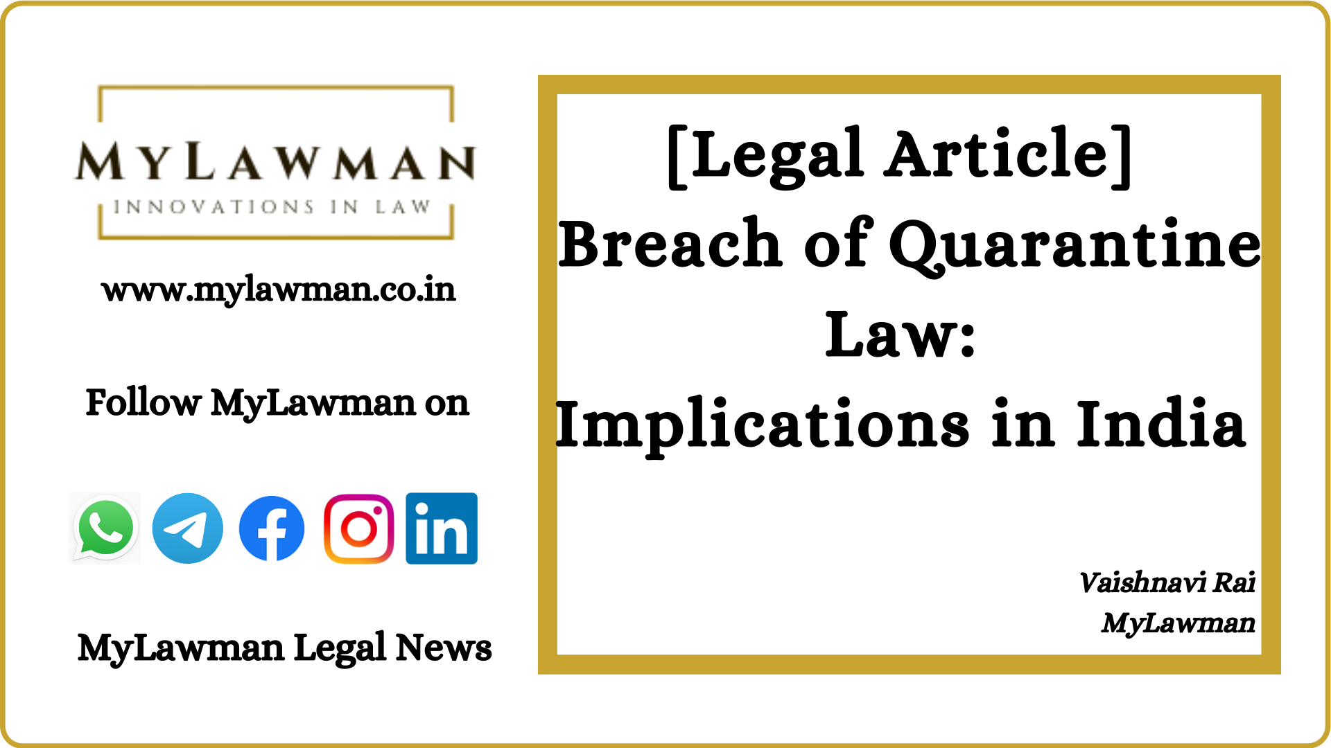 [Legal Article] Breach of Quarantine Law: Implications in India by ...