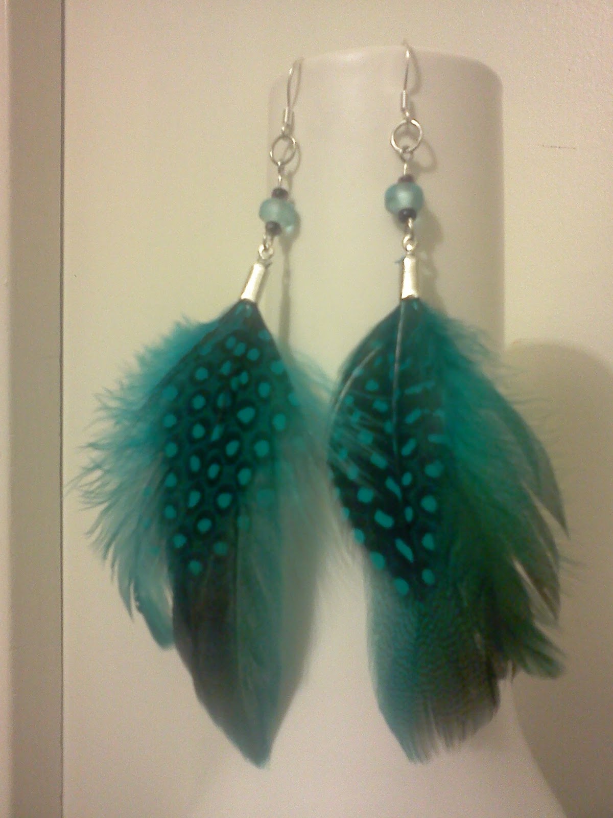 Lazy Dazee Designs: Teal Feather Earrings