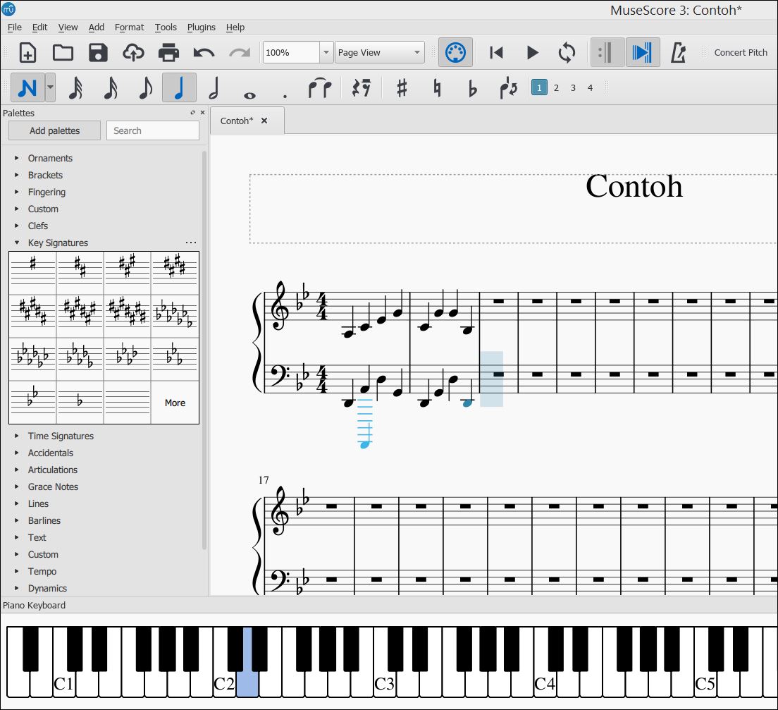 Plugin Jianpu MuseScore: Contoh Sederhana