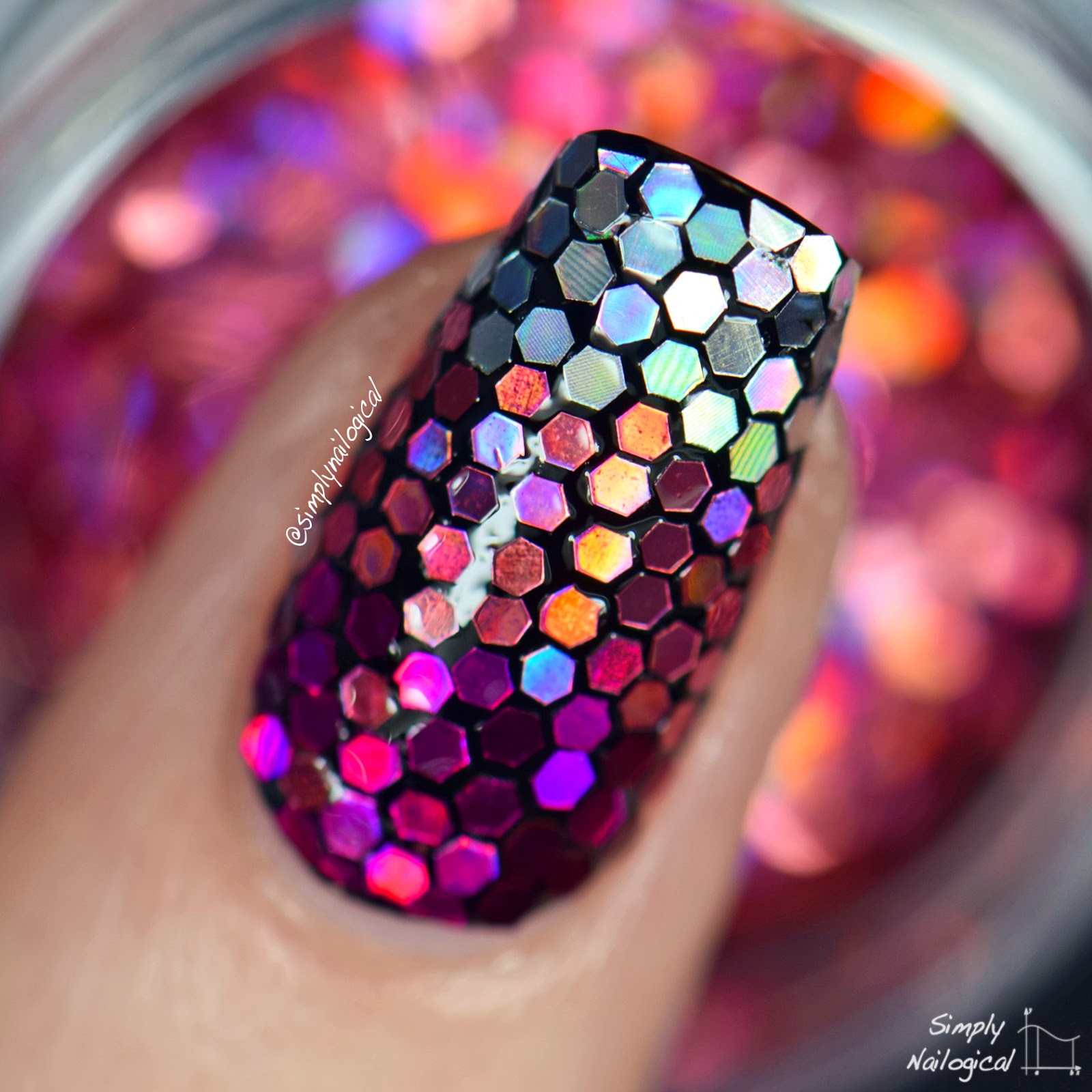 Simply Nailogical: Pink holo glitter placement... glitters so tiny tho