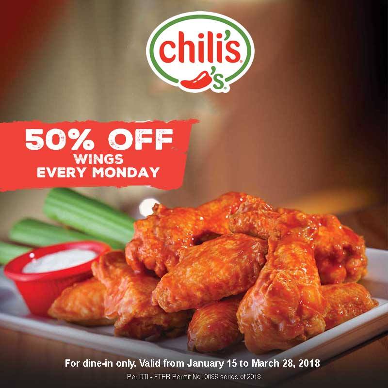 Manila Shopper: Chili's Monday & Wednesday Promos: Jan-Mar 2018