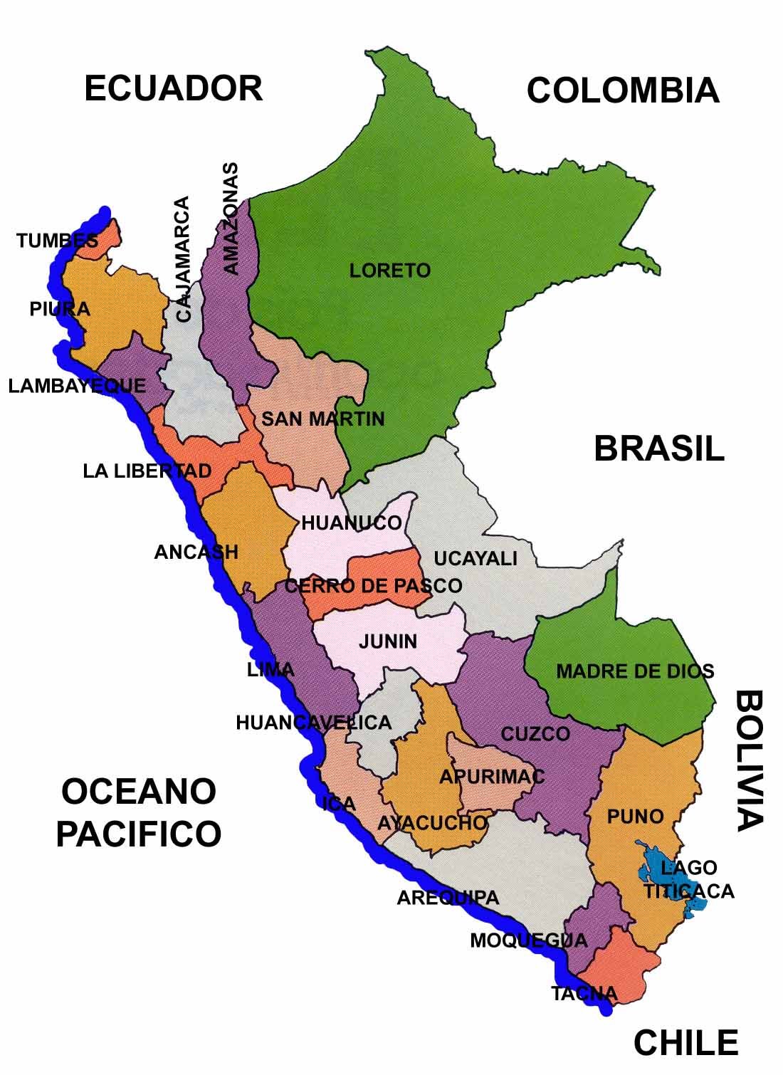 Mapa del Perú con sus departamentos - Imagui