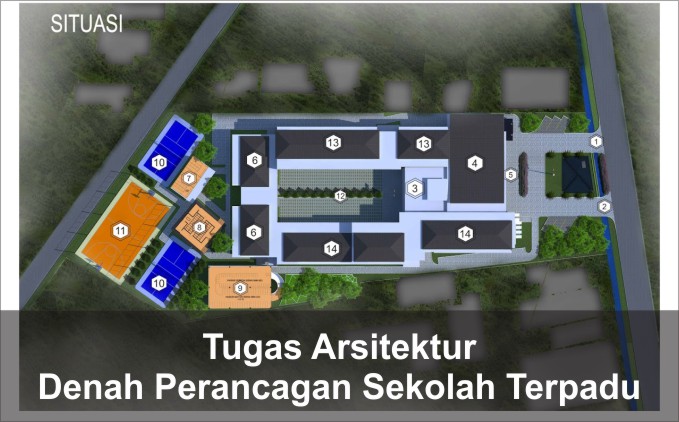 Denah Perancangan Sekolah Terpadu Tugas Mahasiswa Arsitektur - Arsimedia
