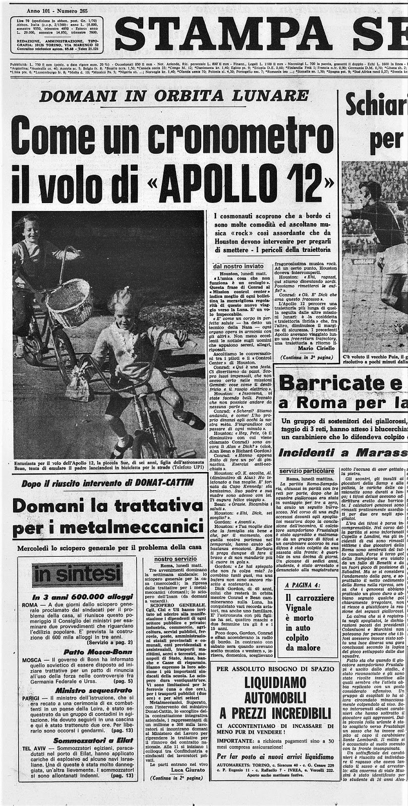 Apollo 12 Timeline: 1969/11/17: Il volo dell'Apollo 12 su "La Stampa" e ...