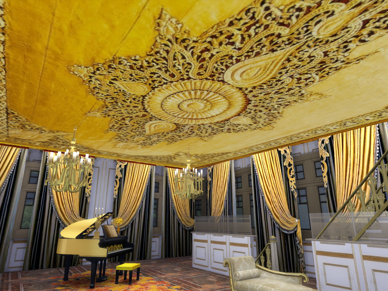 Anna Quinn Stories: Amazing Golden Ornamented Ceilings Set IV For SIMS 4