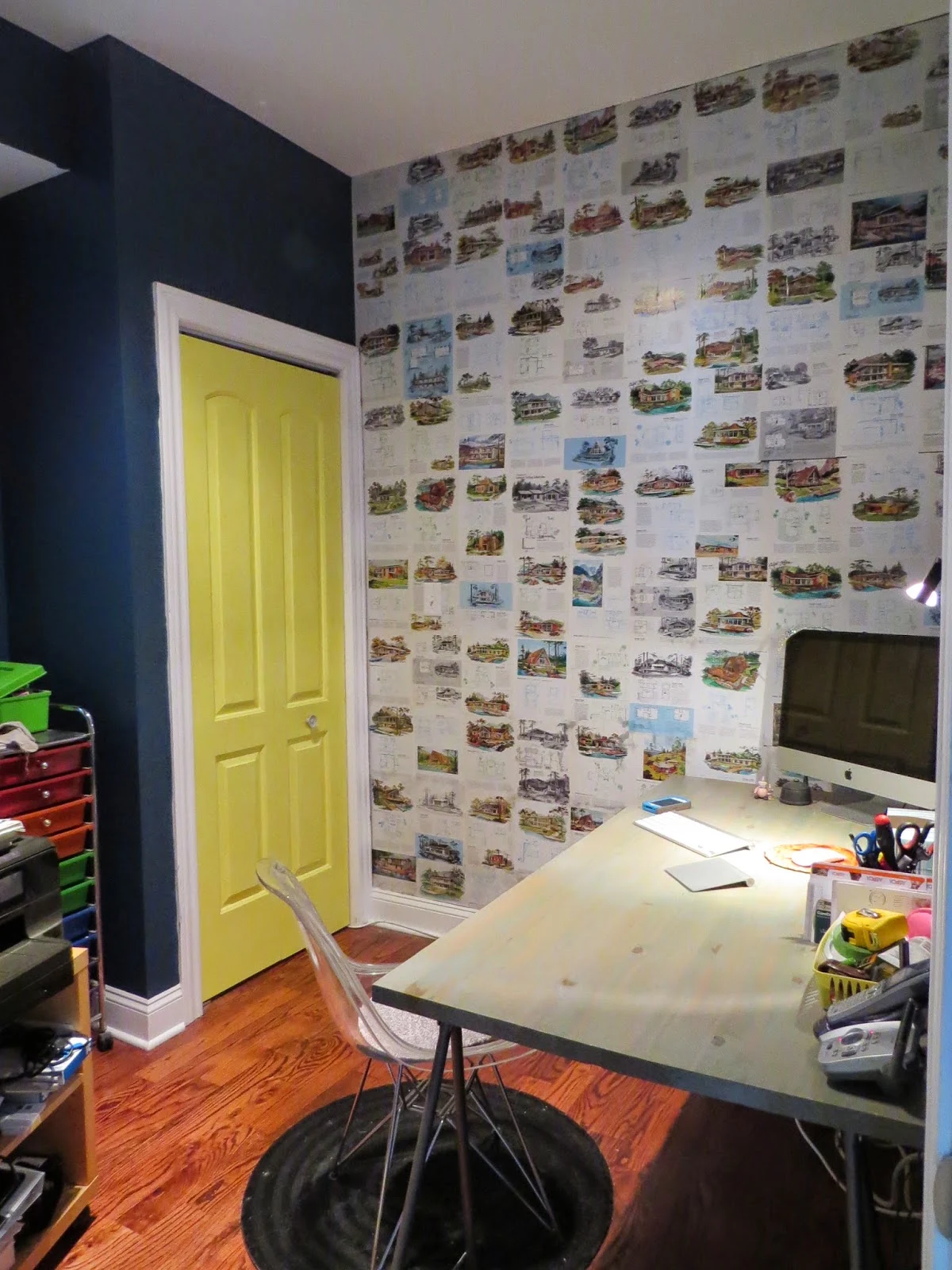 Office papers! Papered! Wall done! Yay fun! - Flipping the Flip