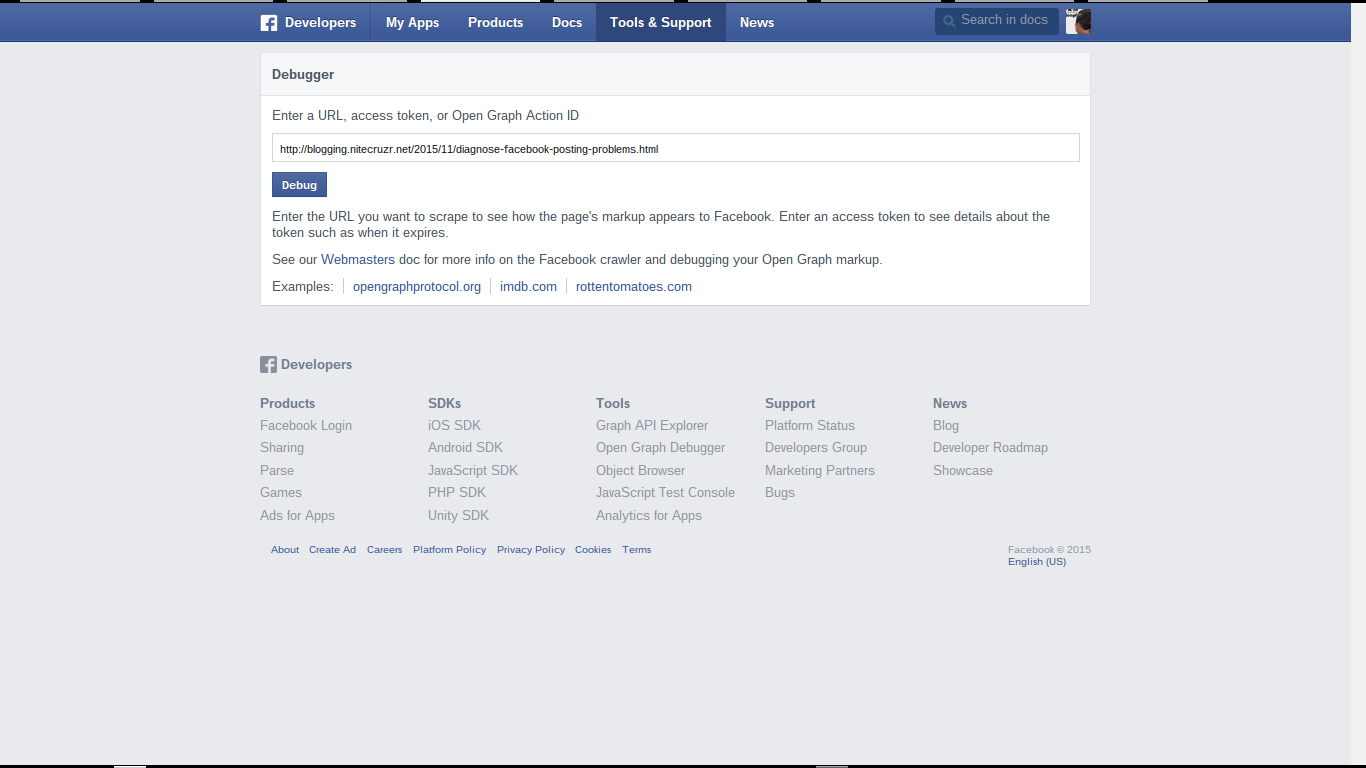 Diagnose FaceBook Posting Problems
