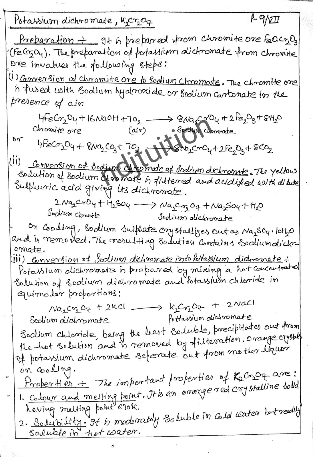 d and f Block Handwritten Notes for Chemistry Class 12th