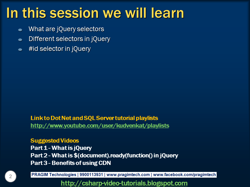 Sql Server Net And C Video Tutorial Jquery Id Selector