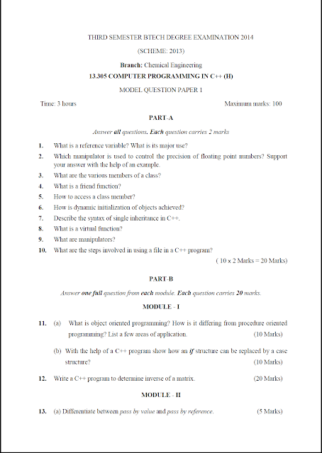 Kerala University B.Tech Computer Programming In C++ ( H ) 2014 ...