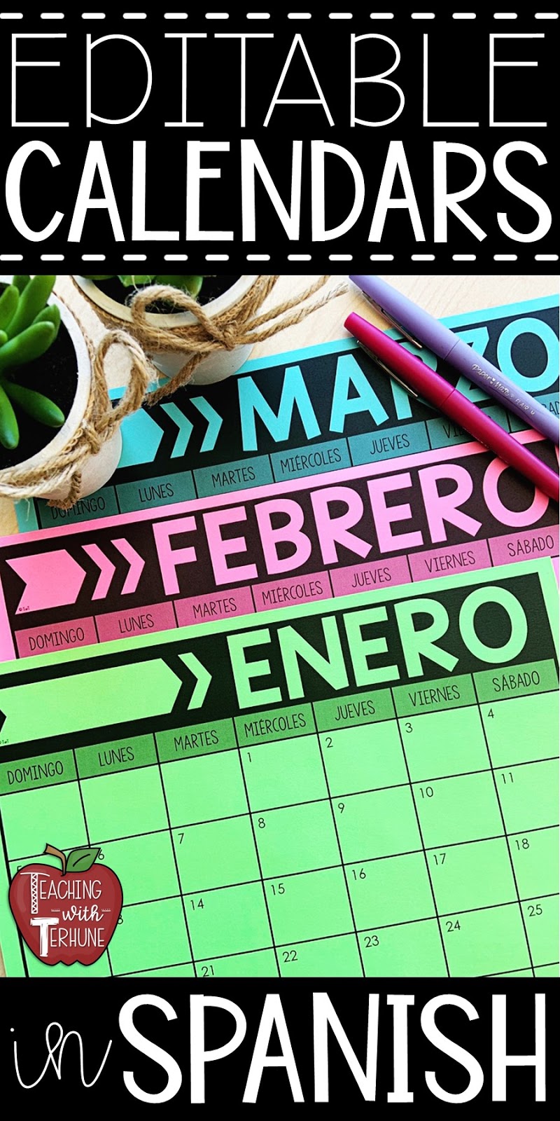 Teaching With Terhune: EDITABLE MONTHLY CLASSROOM CALENDARS