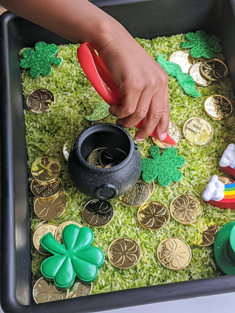 St. Patrick’s Day Green Sensory Bin for Kids - Crafting A Fun Life