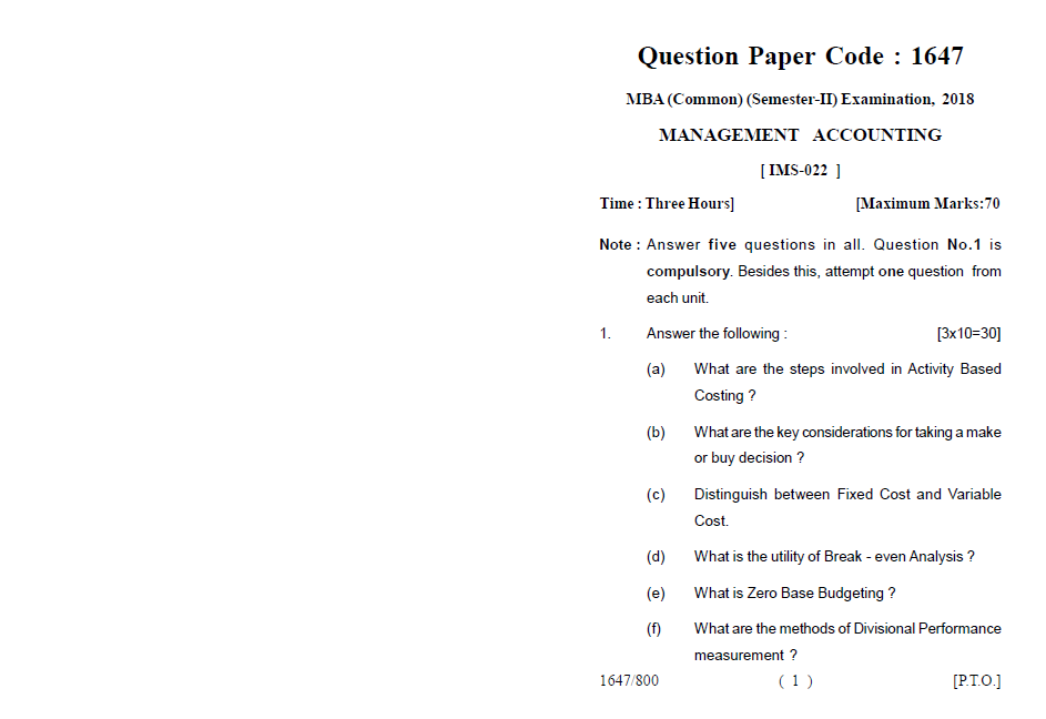 Lucknow University M.B.A. (Semester-II) ( Common Subject ) MANAGEMENT ...