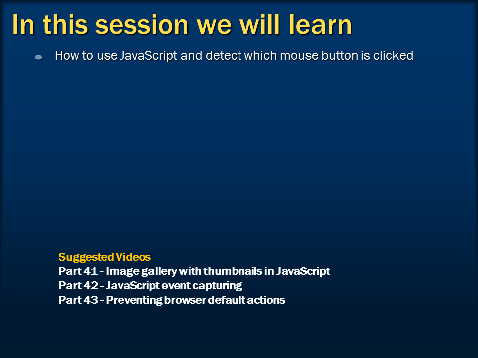 Sql Server Net And C Video Tutorial Javascript To Detect Which Mouse Button Is Clicked