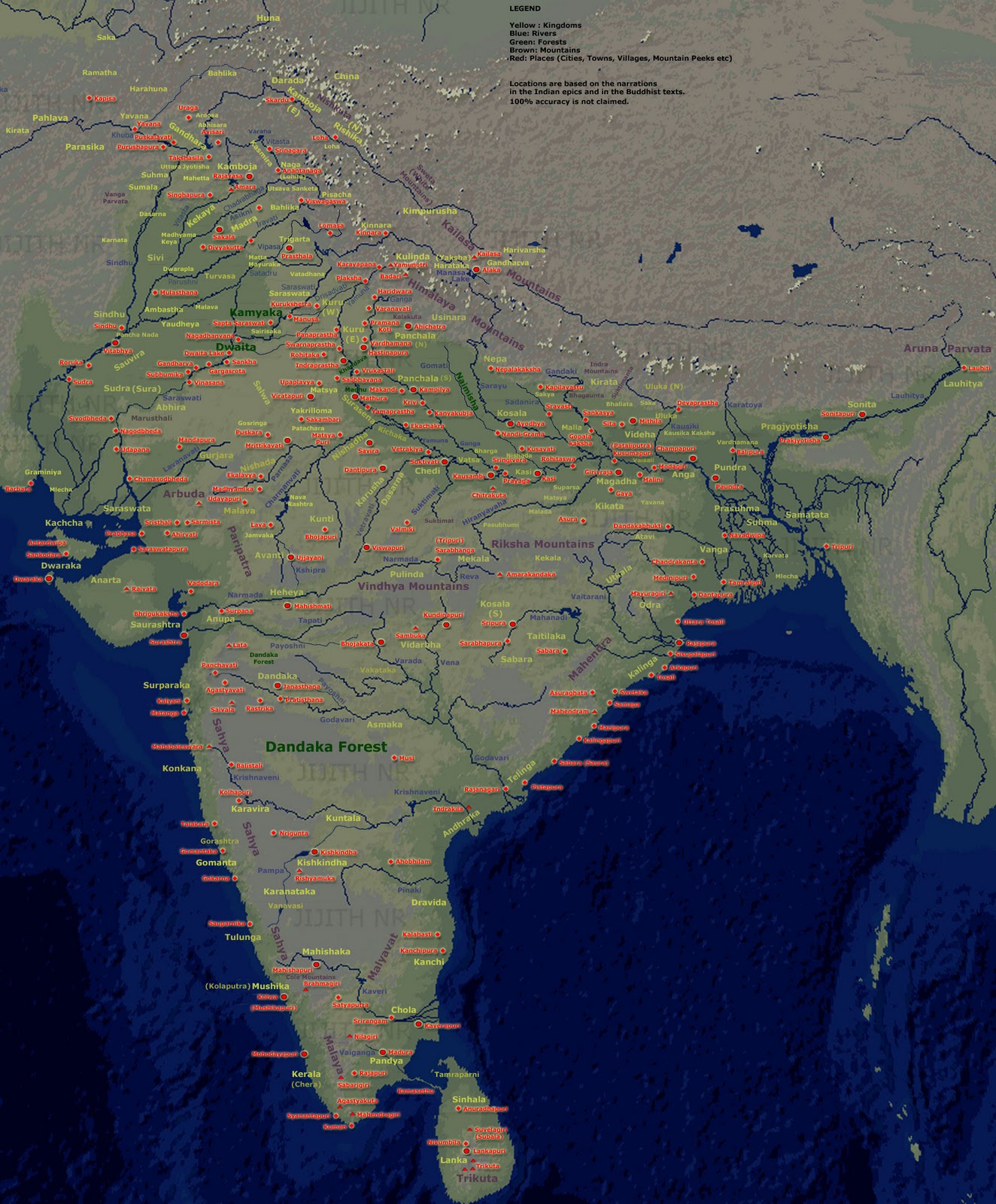 Mahabharata blog. Nidhirambles on Indian Epics: A map of Epic India ...