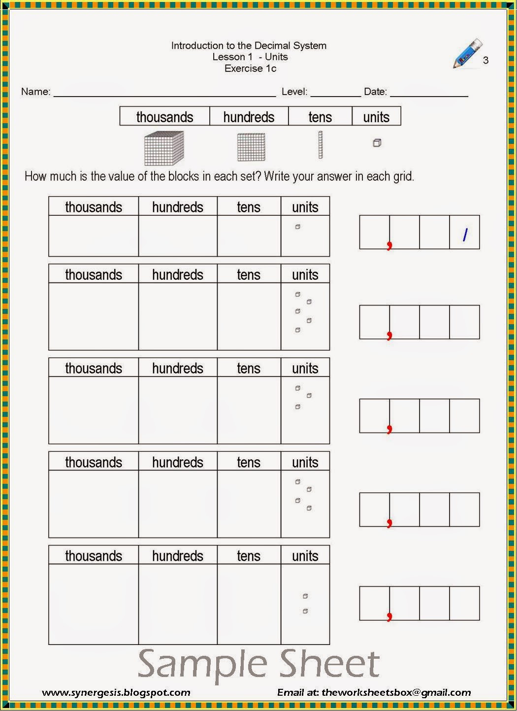The Worksheets Box: Decimal System