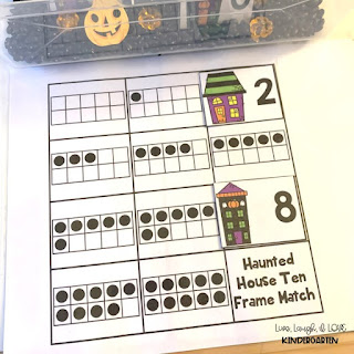 I created a ten frame mat with numbers 0-10. Then, I put numbers 0-10 ...