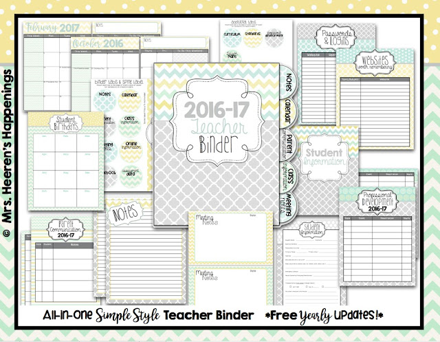 Mrs. Heeren's Happenings: All-in-One Simple Teacher Binder: Updates and ...