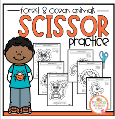 Scissor Practice using Forest & Ocean Animals (easy large pictures ...