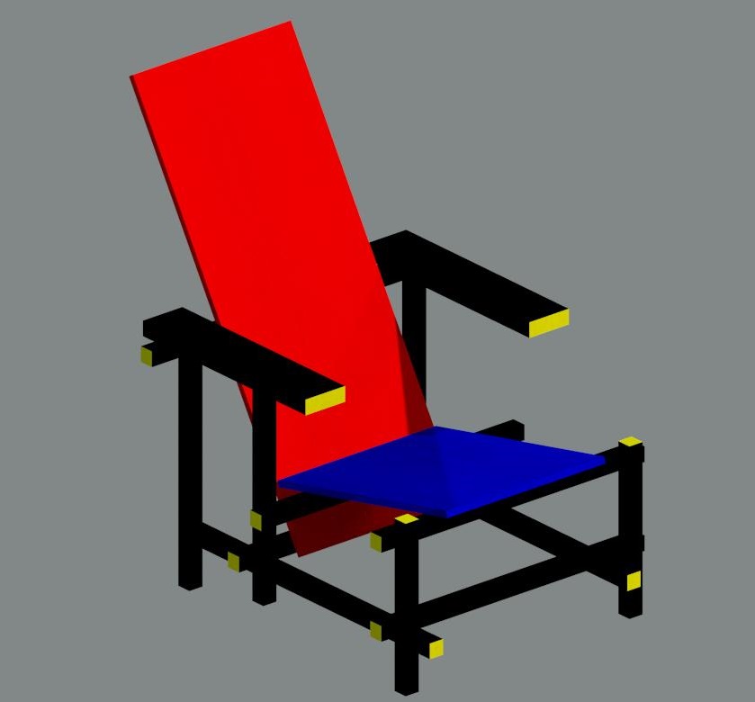 FAMILIA DE REVIT SILLA ROJA Y AZUL DE RIETVELD