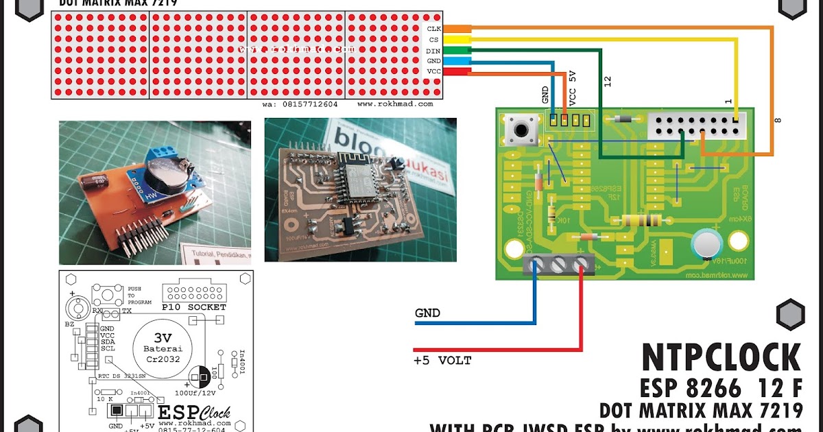 Membuat "NTP Clock" dengan PCB JWSD esp www.rokhmad.com ~ Blog edukasi