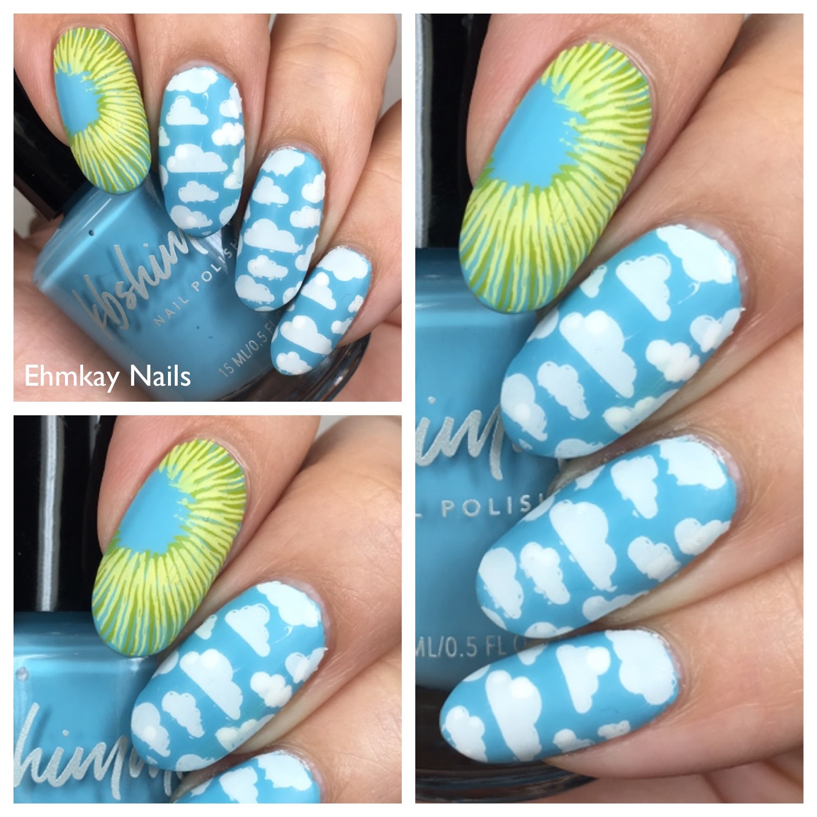 ehmkay nails: Cloud and Sun Stamping