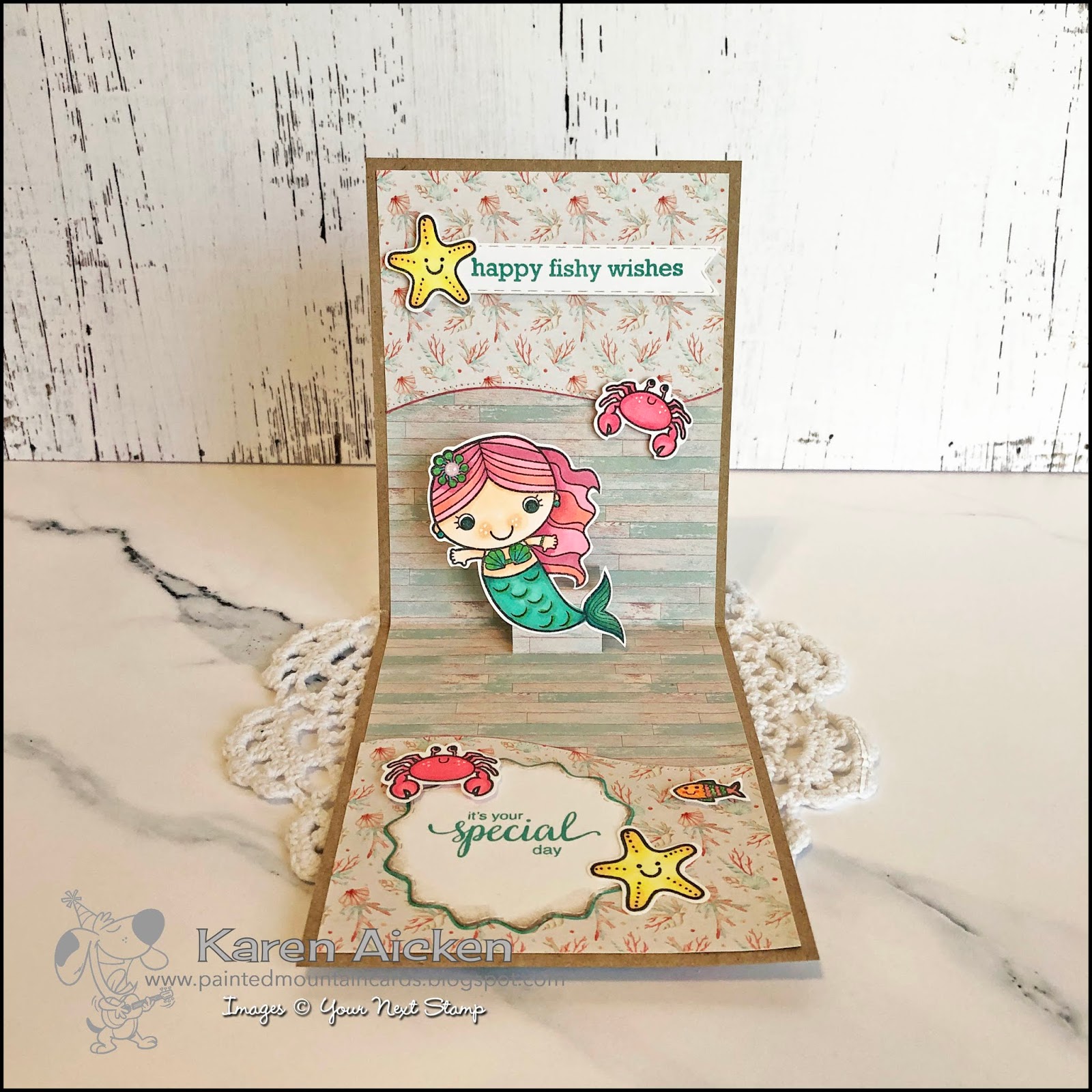 Painted Mountain Cards: Pop Up Mermaid Card