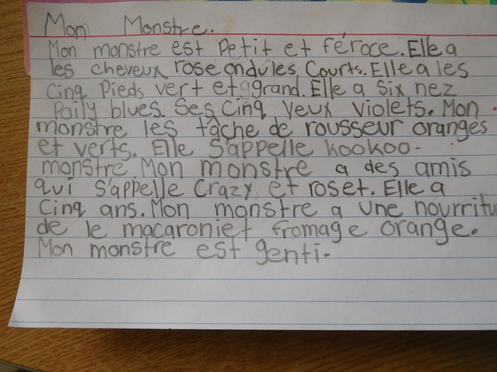 La classe de 5 ième année de Mme Lemire: Mon monstre - une description ...